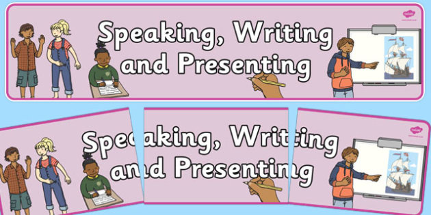 Speaking, Writing and Presenting Display Banner NZ