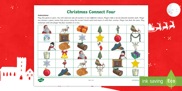 Christmas Themed Connect Four Game French (teacher made)
