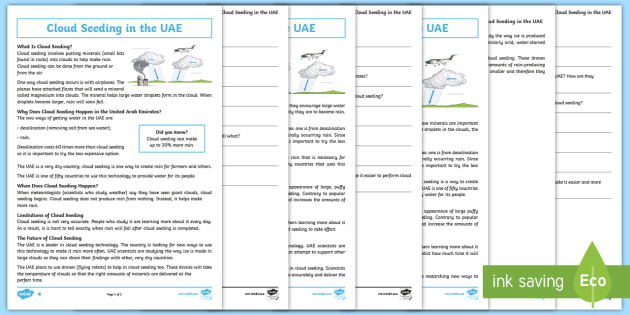 UAE Cloud Seeding Differentiated Reading Comprehension Activity
