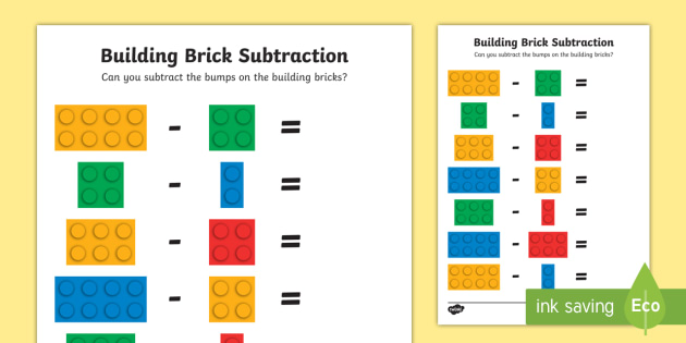Building Brick Subtraction Worksheet / Worksheet