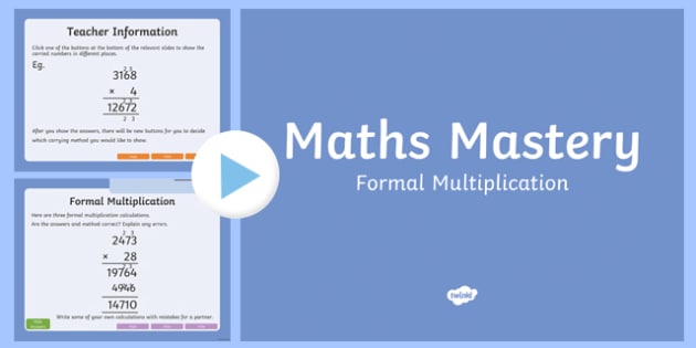 Year 6 Calculation Formal Multiplication Maths Mastery Activities ...