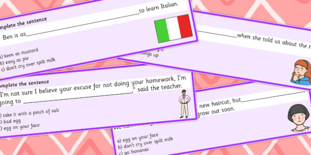 Food Idioms Complete the Sentence Cards Set 3 (Teacher-Made)