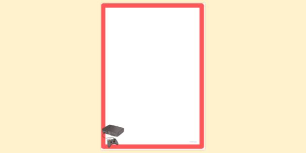 Simple Blank Game Console page border, page border sheets, activities,