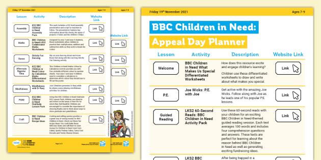 FREE! - BBC Children in Need: Appeal Day Planner (Ages 7-9)