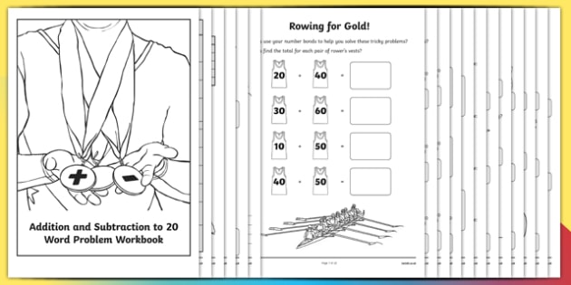 Addition and Subtraction to 20 Word Problem Worksheet / Worksheet Pack,