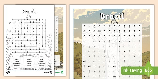 Brazil Word Search (teacher made)