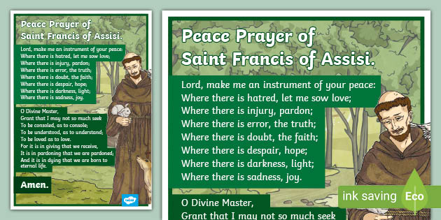 Saint Francis of Assisi Prayer Display Poster