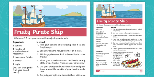 Jake's First Day Fruity Pirate Ship Recipe (teacher made)