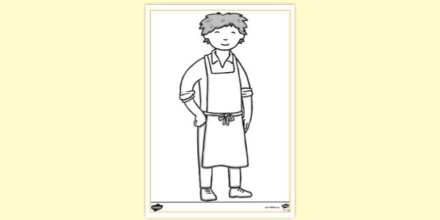 FREE! - Boy in Apron Colouring Sheet | Colouring Sheets