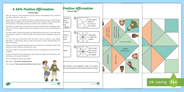 SATS Positive Affirmation Fortune Teller Template