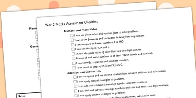 Year 2 Maths Assessment Checklist Maths Assessment Checklist Year 2 Maths Assessment Checklist Maths Assessment Checklist