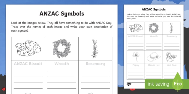 Anzac Symbols Worksheet / Worksheet (teacher made)
