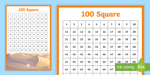 Desert Themed 100 Square (teacher made)