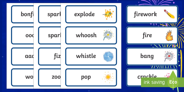 Bonfire Night Fireworks Word Cards - bonfire night, fireworks, word cards