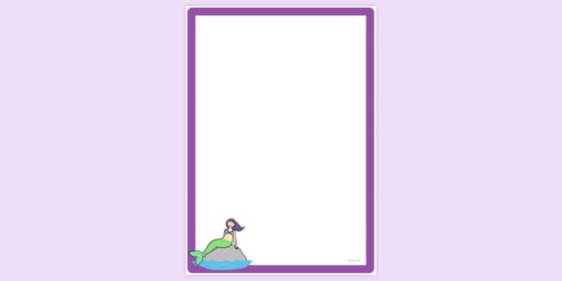 Mermaid on a Rock Page Border | Page Borders | Twinkl