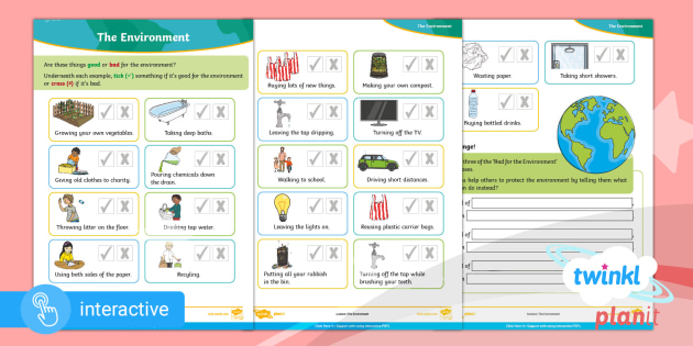 Interactive PDF: Home Learning: Science: Year 2: The Environment