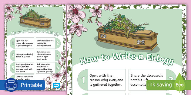 How To Write A Eulogy Template Poster | Senior Phase