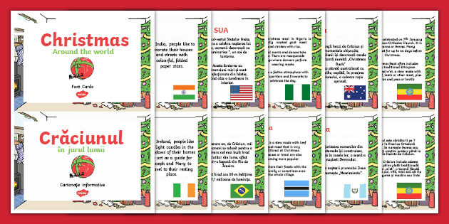 Christmas Around the World Fact Cards English/Romanian - EYFS Christmas ...