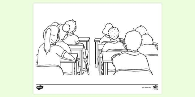 FREE! - Students at Desks Colouring | Colouring Sheets