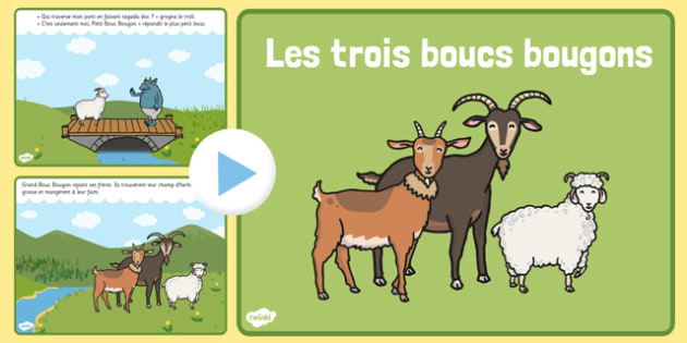 Les trois boucs bougons Story PowerPoint French - french, billy goats gruff