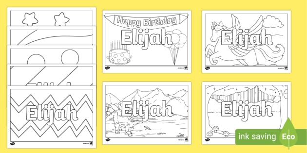 Elijah Name Simple Colouring Activity Sheet