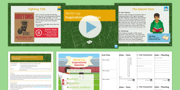 Football World Cup Inspirational Speeches Lesson Pack