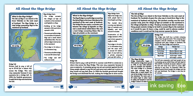 All About the Skye Bridge Fact File (teacher made)