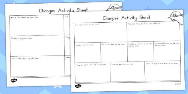 Changes Transition Worksheet (teacher made)
