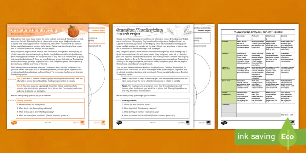 * NEW * Canadian Thanksgiving Research Project - Grades 4-6