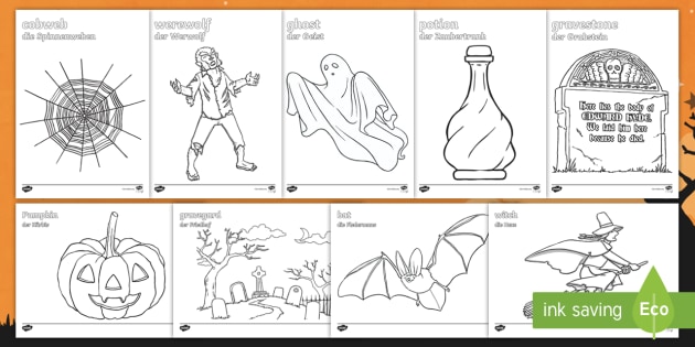 Halloween Colouring Pages English/German (teacher made)