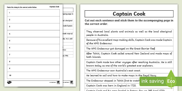 Captain Cook Story Sequencing (teacher made)