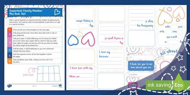 Important Family Member Mini Book Gift (Ages 5 - 7)