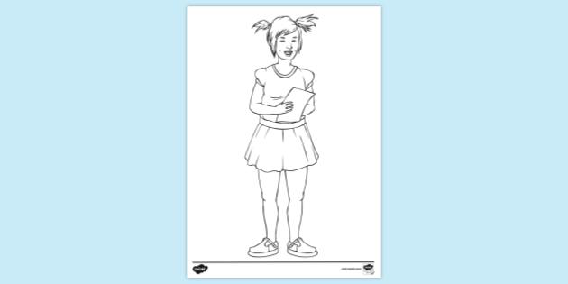 FREE! - Girl Stood Colouring Sheet | Colouring Sheets
