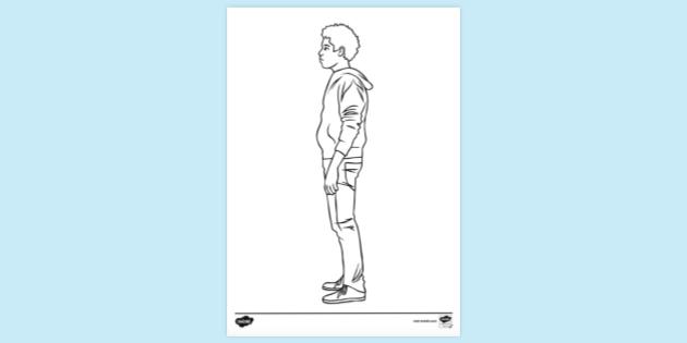FREE! - Boy Standing Sideways Colouring Sheets | Colouring Pages