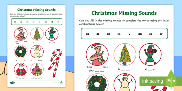 Christmas Missing Sounds Worksheet