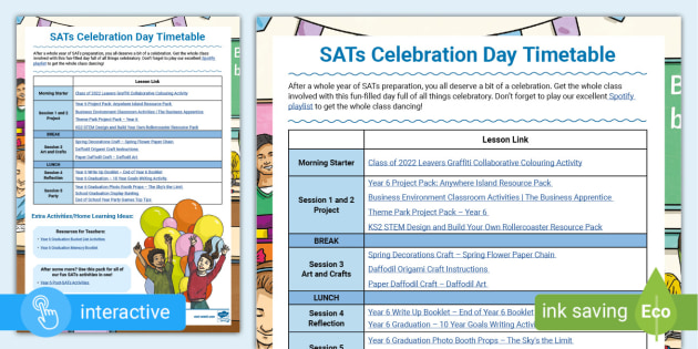 FREE! - KS2 SATs Celebration Day Timetable (teacher made)