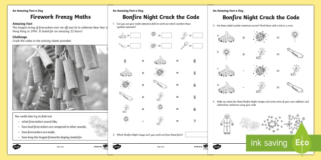 Firework Frenzy Maths Worksheet / Worksheet