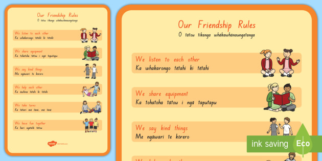 Our Friendship Rules A4 Display Poster - whanau, hoahoa, panui