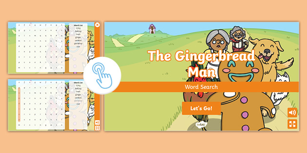 The Gingerbread Man Interactive Word Search (teacher made)