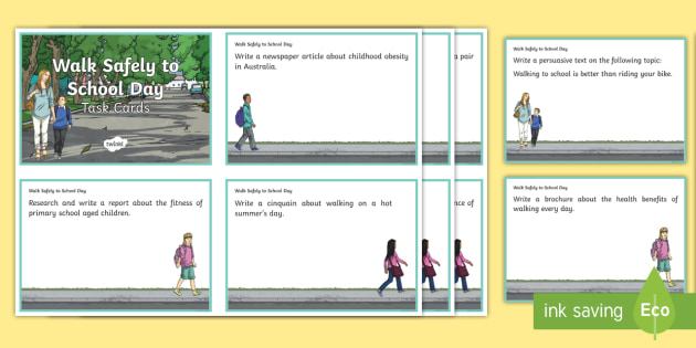 Writing Tasks: Walk Safely to School Day Cards