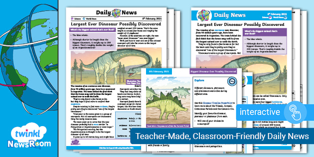 Dinosaur Fossil Reading Comprehension | Twinkl NewsRoom