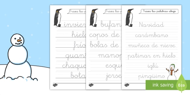 Ficha de trazo: El vocabulario invernal | Recursos | Twinkl