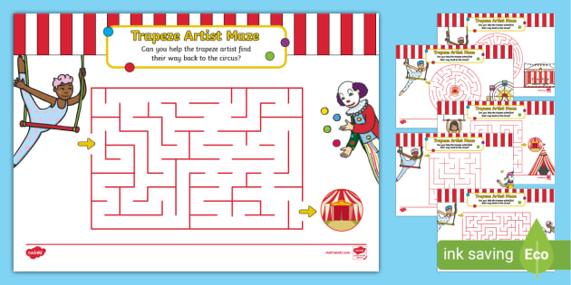 FREE! - Trapeze Artist Maze Activity Worksheets