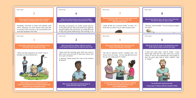 * NEW * KS2 Diversity Pride Story Discussion Cards - debate, discuss, pshe