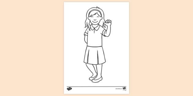 FREE! - Person Pointing At Themselves Colouring Sheet | Twinkl