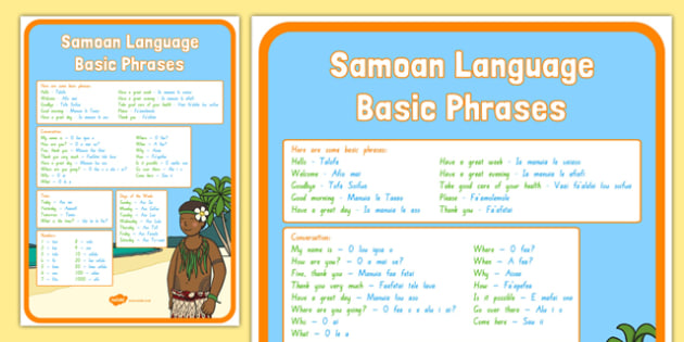 Samoan Language Basic Phrases A4 Display Poster