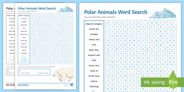 Polar Animals Word Search