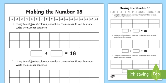 Ways of making 18 Worksheet / Worksheet