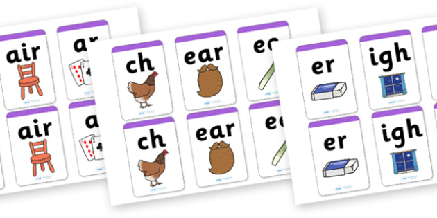 Phase 3 Matching Cards - Matching Card, Phonemes, Phase 3, Phase three