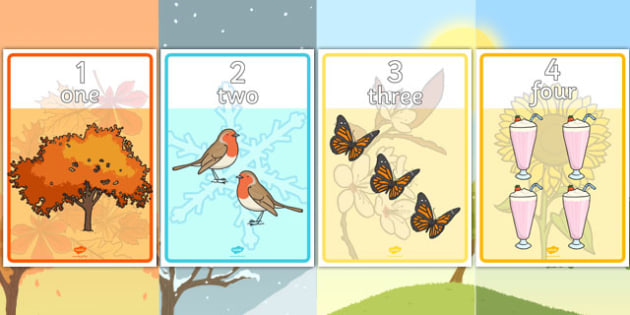 Seasons Themed Number and Word Posters (teacher made)